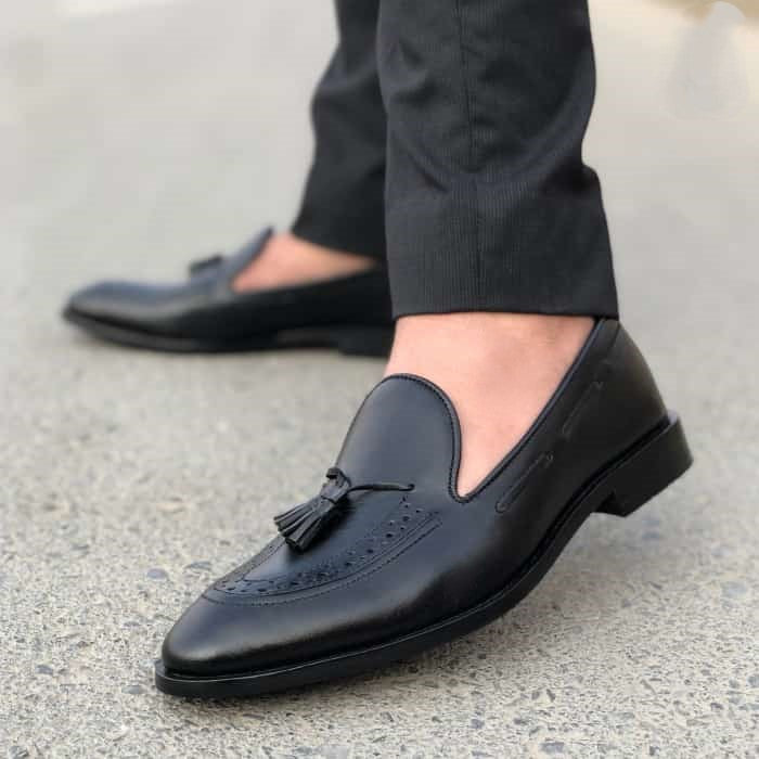 Hedgez Premium Leather Handmade Formel Shoe Tussle Black-127